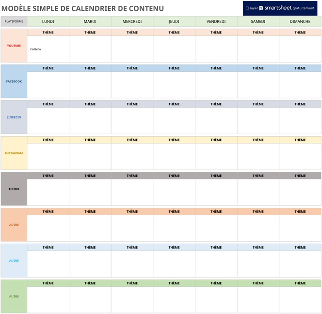 Calendrier Simple Excel - Organisation du Temps et des Tâches - modeles.fr