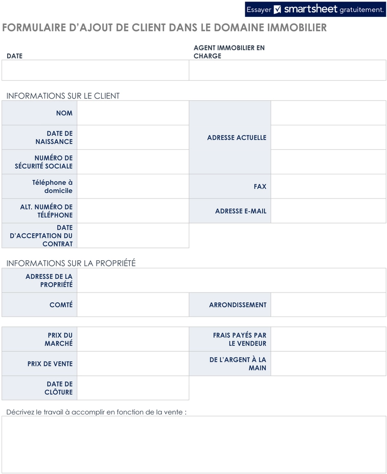 Modèle Word - Formulaire d'admission client immobilier - modeles.fr