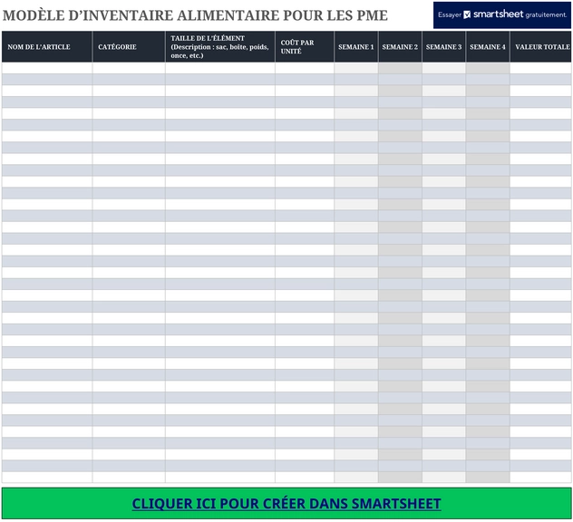 Gestion de l'inventaire alimentaire avec Excel : un modèle pratique ...