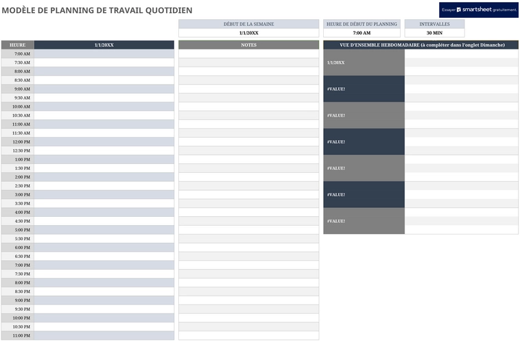 Modèle Excel pour un Emploi du Temps Quotidien Optimisé - modeles.fr
