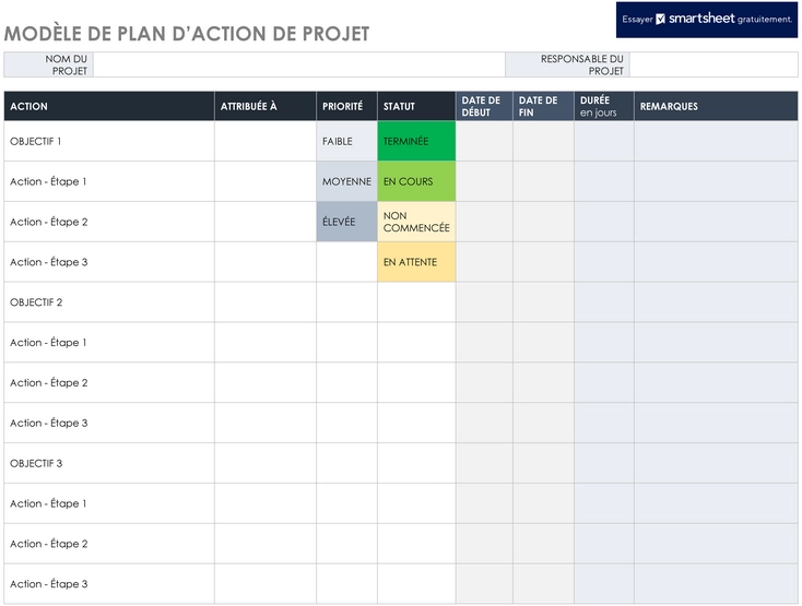 Modèle Word de Plan d'Action Projet pour une Gestion Efficace - modeles.fr