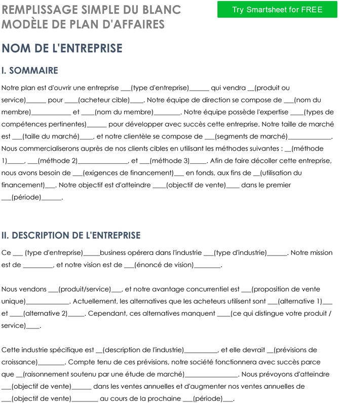 Modèle Word de Plan d'Affaires pour Entreprises - modeles.fr