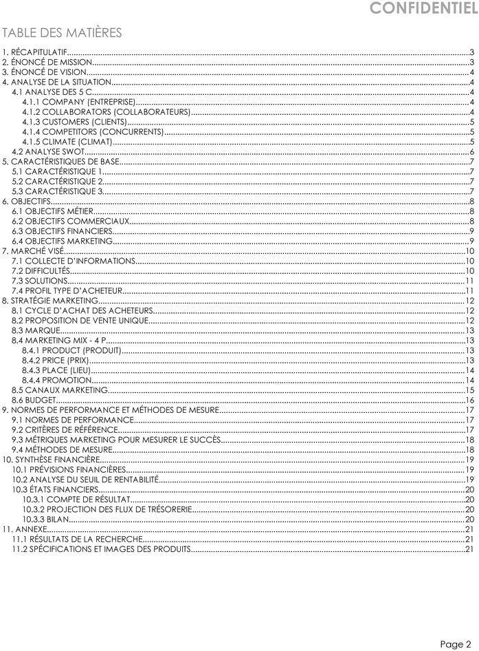 Modèle Word pour Plan Marketing Annuel : Structuration et Efficacité ...