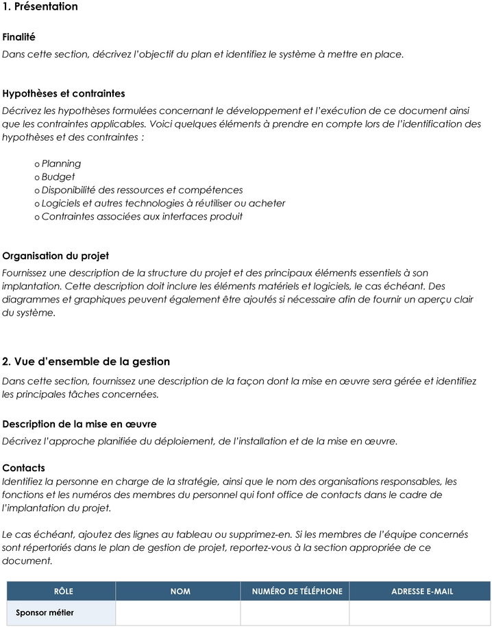 Modèle Word de Planification de Projet pour une Gestion Efficace ...