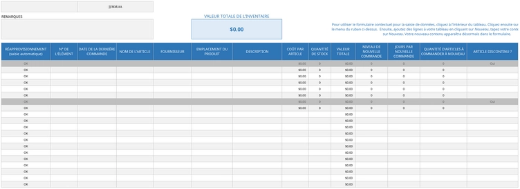Modèle Excel de Suivi d'Inventaire pour Gestion Efficace - modeles.fr